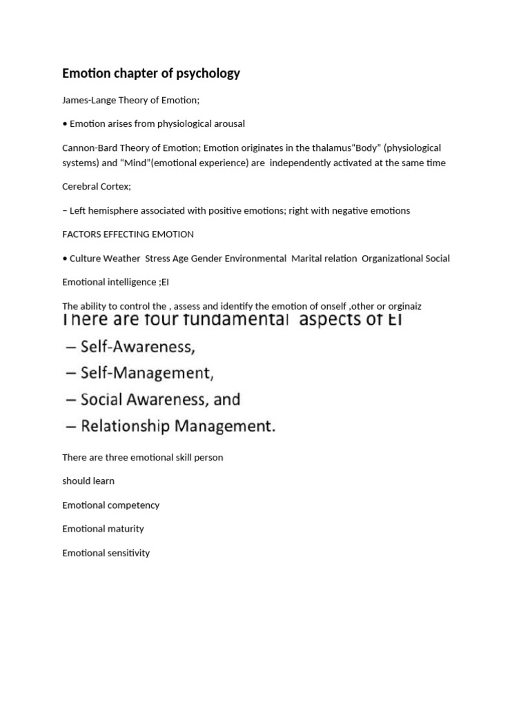 Emotion Chapter of Psychology | PDF