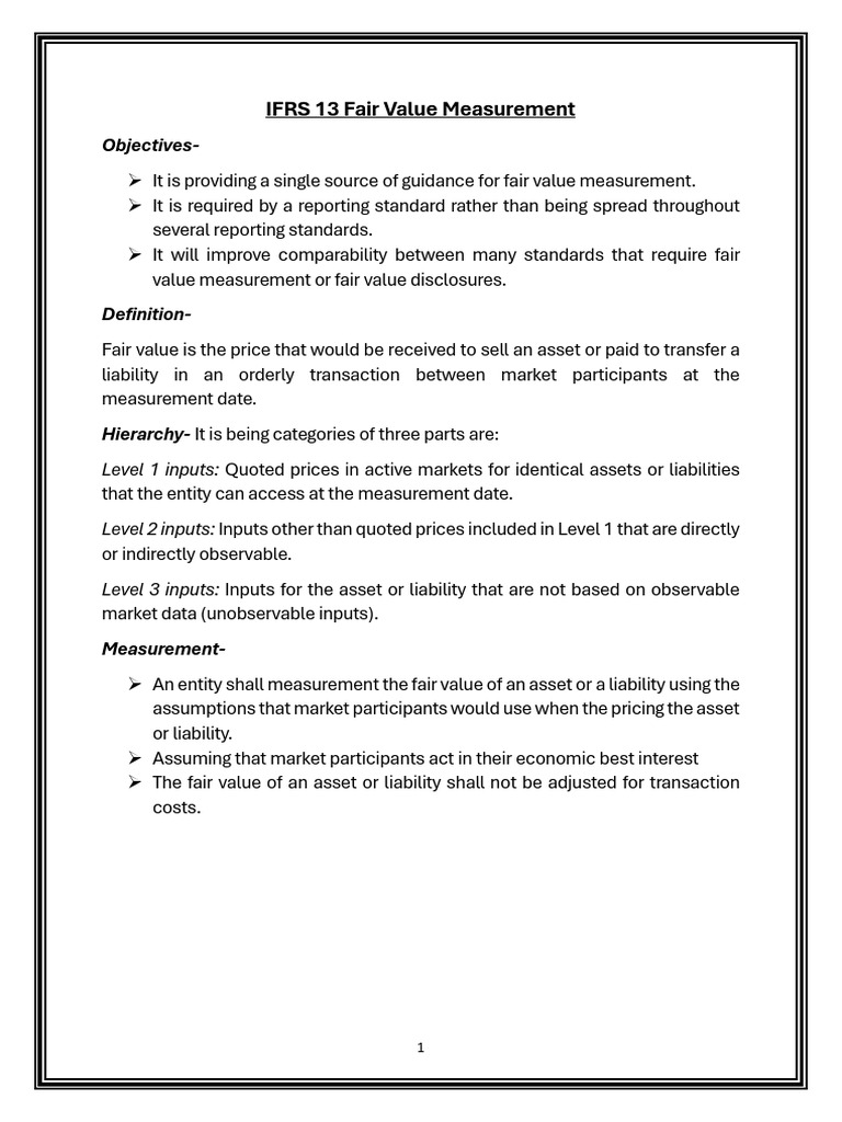 IFRS 13 Fair Value Measurement | PDF