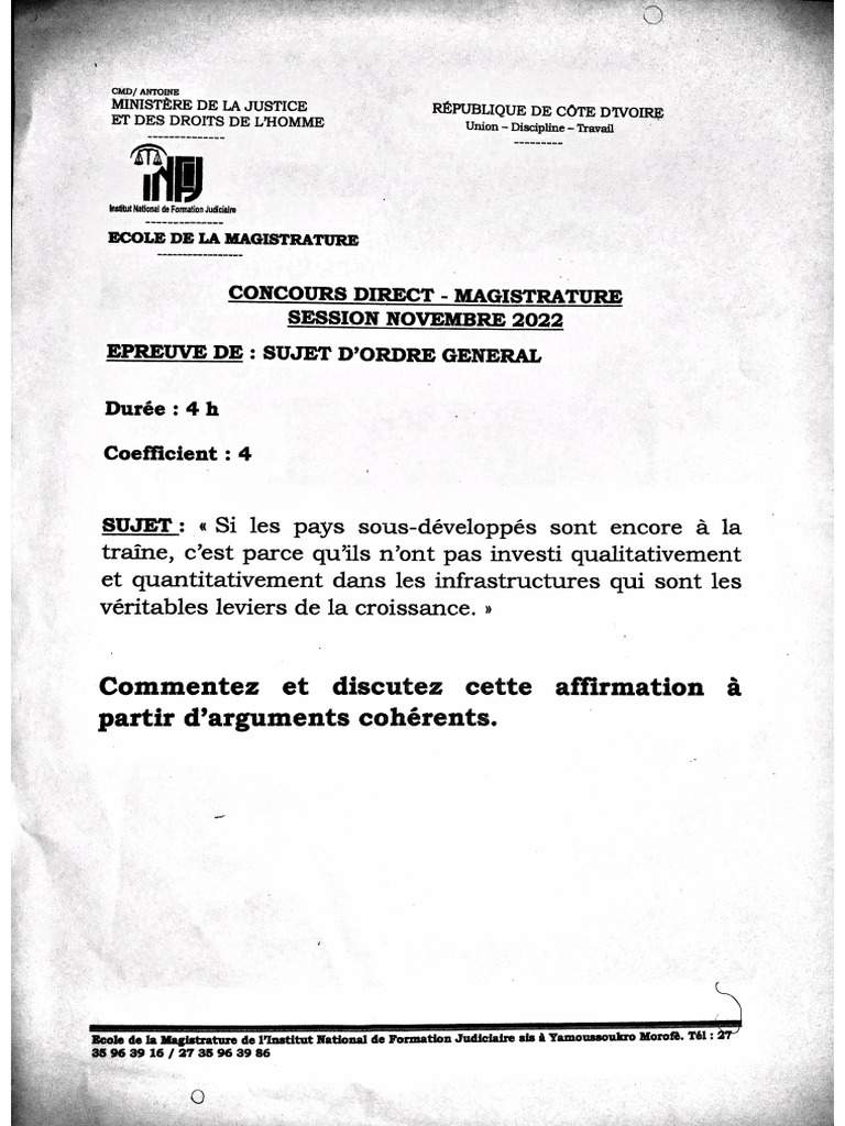Sujets Magistrature 2022 | PDF