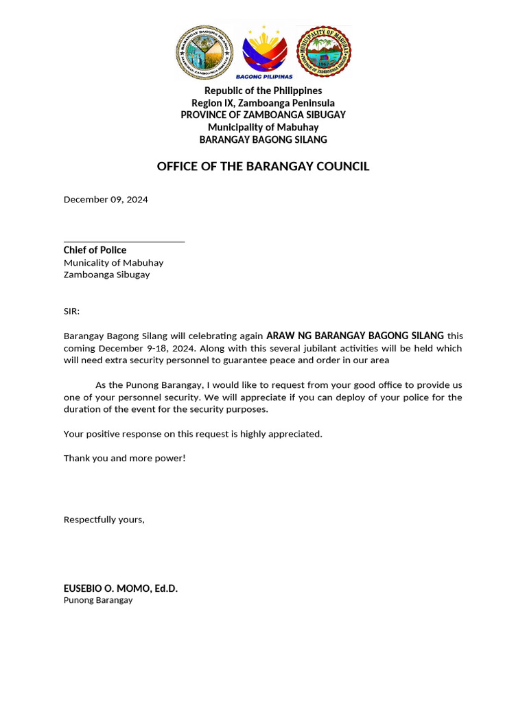 Barangay Bagong Silang Celebration 2024 | PDF
