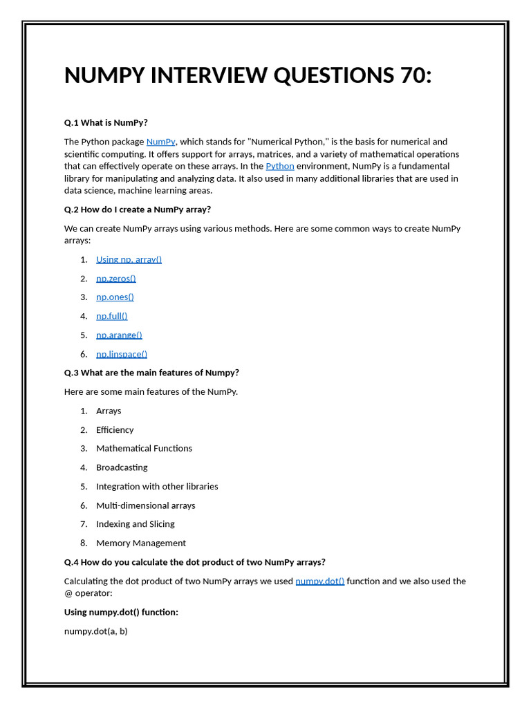 Numpy Interview Questions 70 | PDF | Matrix (Mathematics) | Boolean Data Type