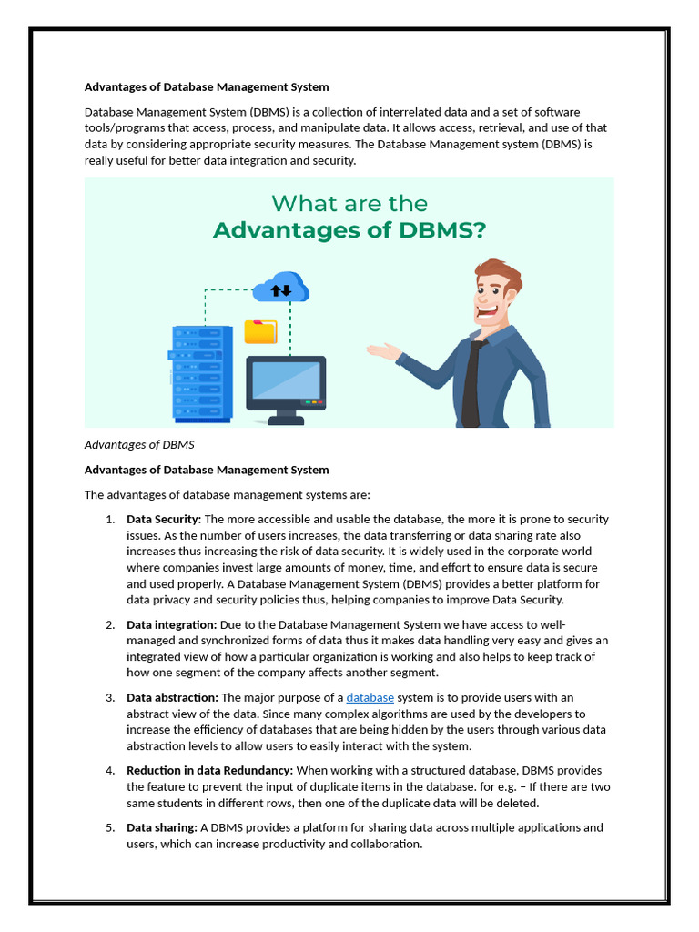 Advantages of Database Management System | PDF | Databases | Information Retrieval