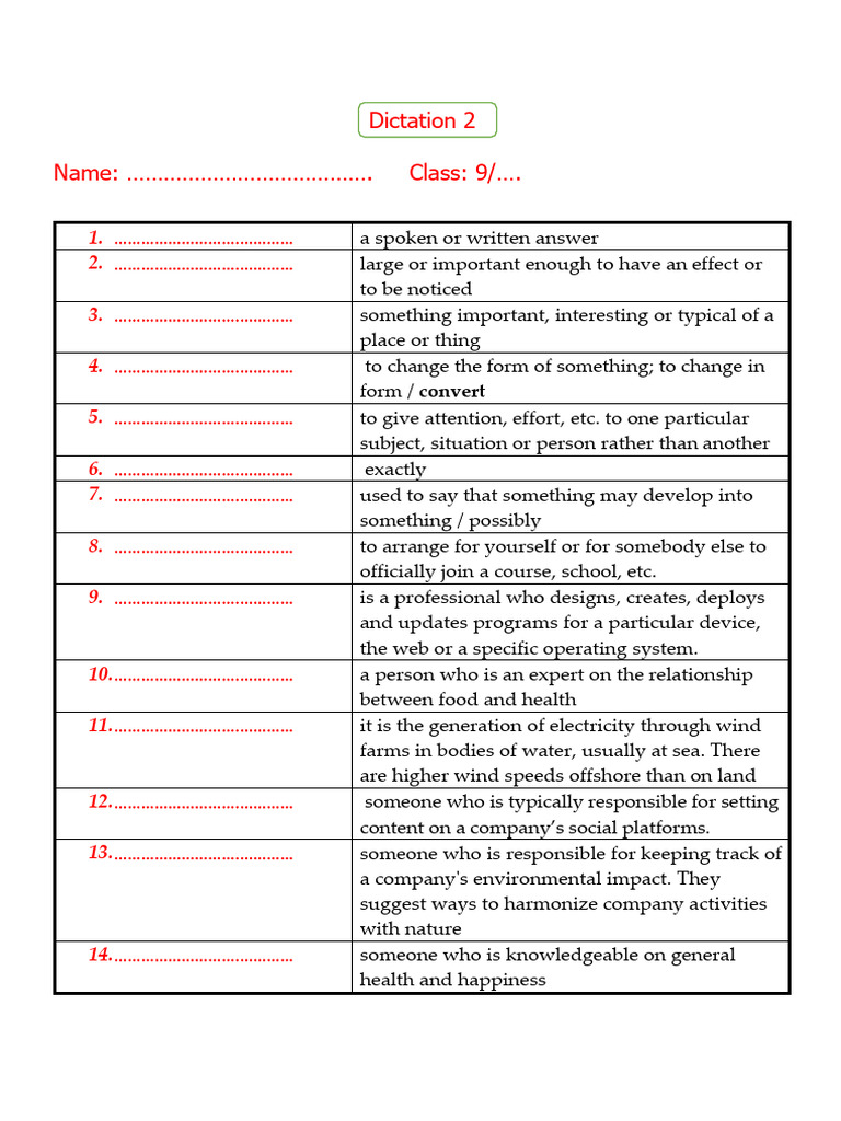 G 9_Dictation_W 2 | PDF