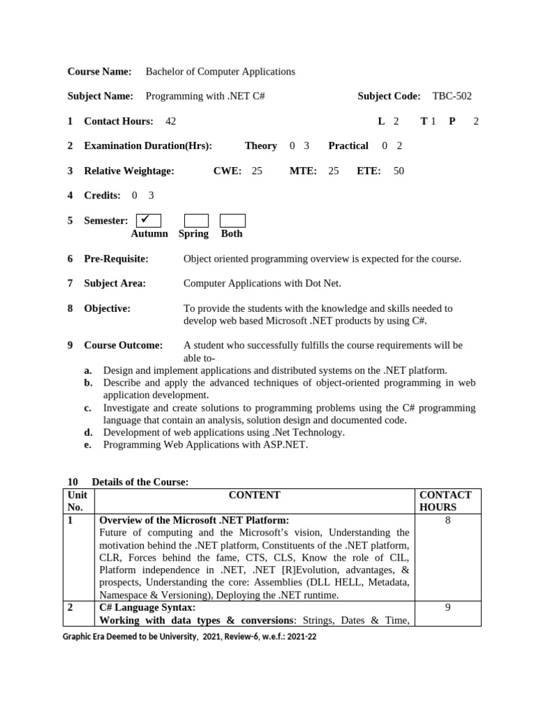 Tbc 502 Programming With Net C Pdf Method Computer Programming Class Computer