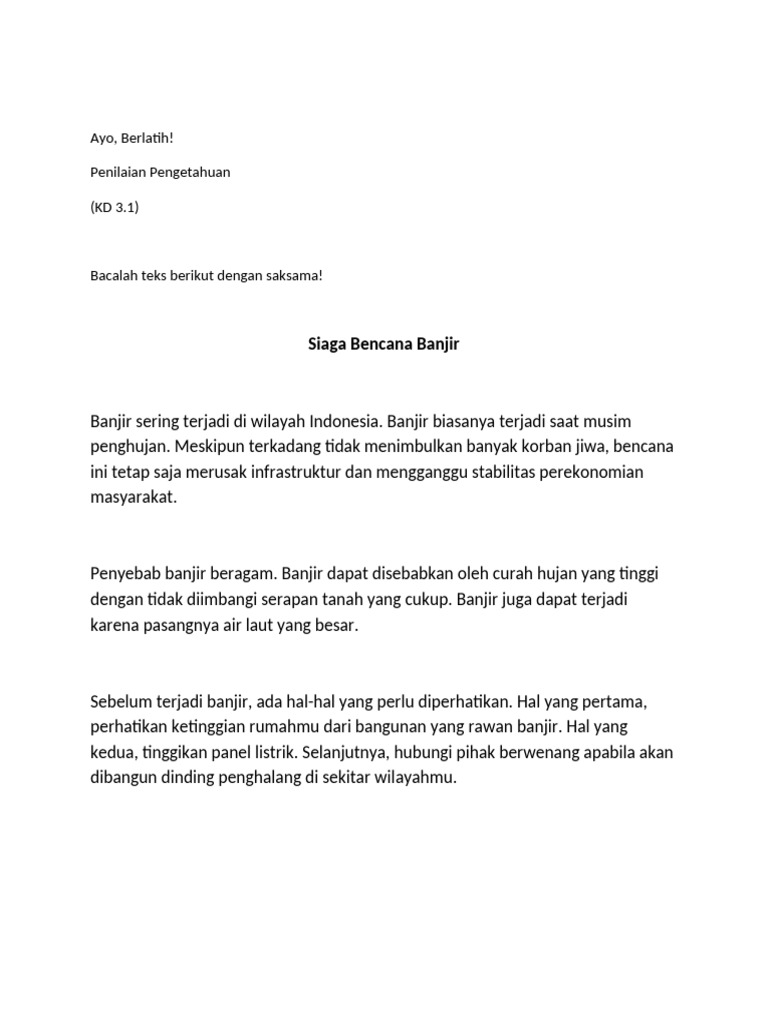 Siaga Banjir: Tips dan Penyebabnya | PDF
