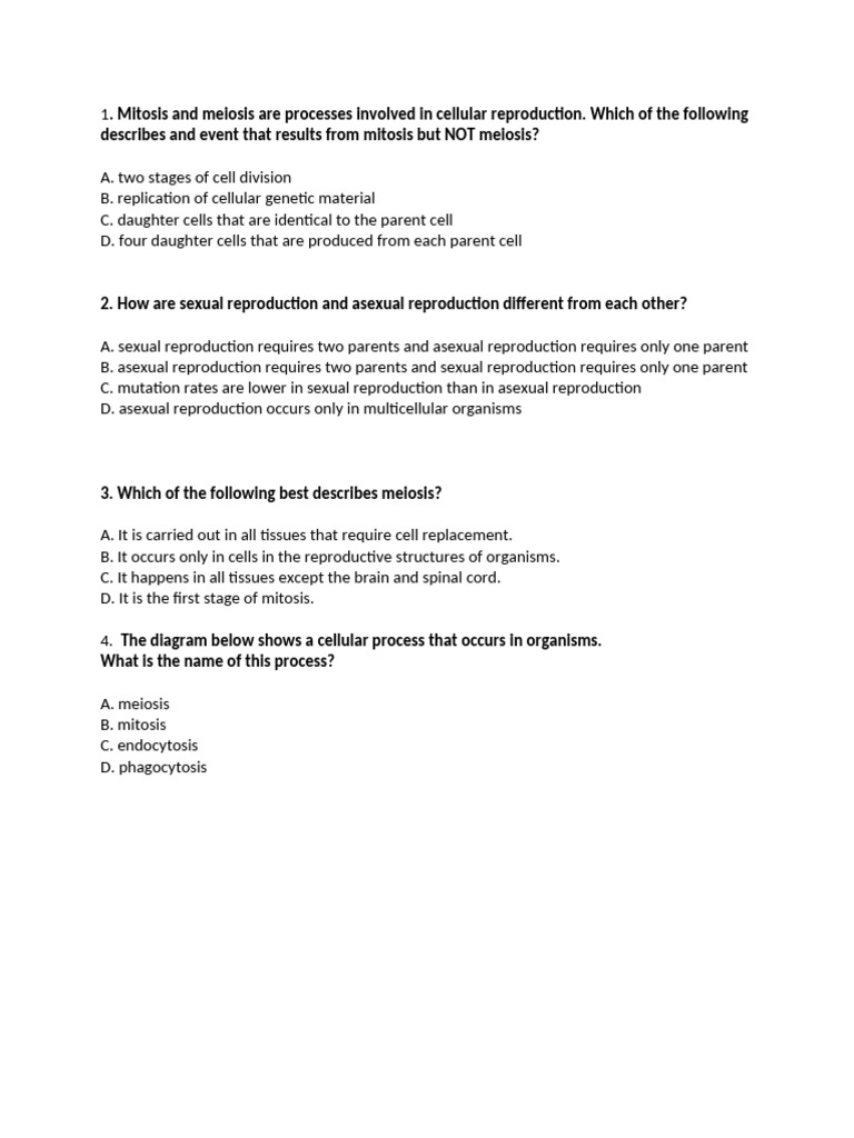 Mitosis vs. Meiosis: Key Differences | PDF
