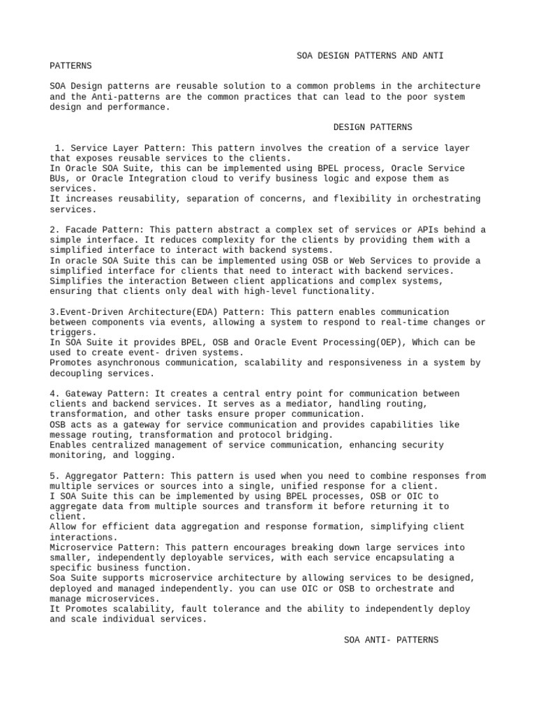 Soa Design Patterns and Anti Patterns | PDF | Governance | Databases