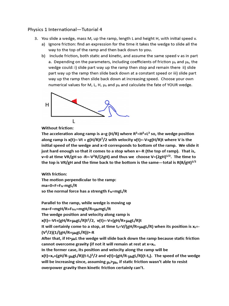 Wedge Motion on Ramp: Friction Effects | PDF