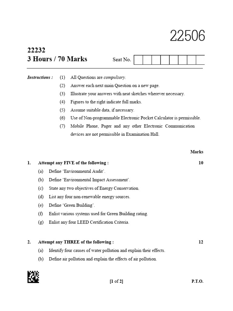22506-2023-Summer-Question-Paper (Msbte Study Resources) | PDF | Green Building | Sustainable ...