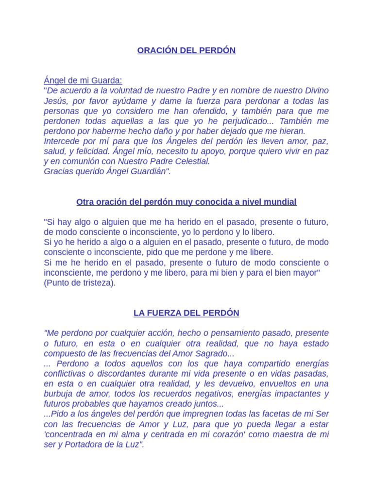 Oraciones Del Perdón | PDF | Perdón | Amor