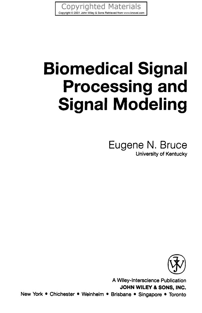 Bruce, E.N.-biomedical Signal Processing&Signal Modeling | PDF | Signal ...