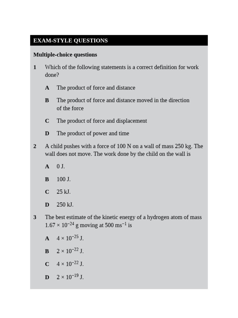 Work__energy_and_power_questions (3) | PDF | Force | Potential Energy