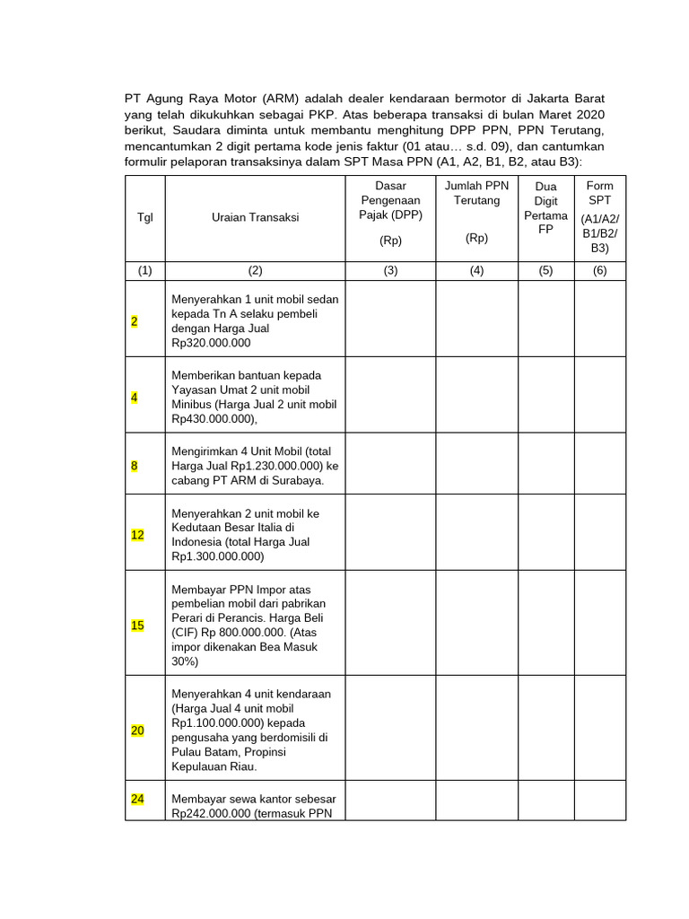 Latihan Soal Transaksi PPN | PDF