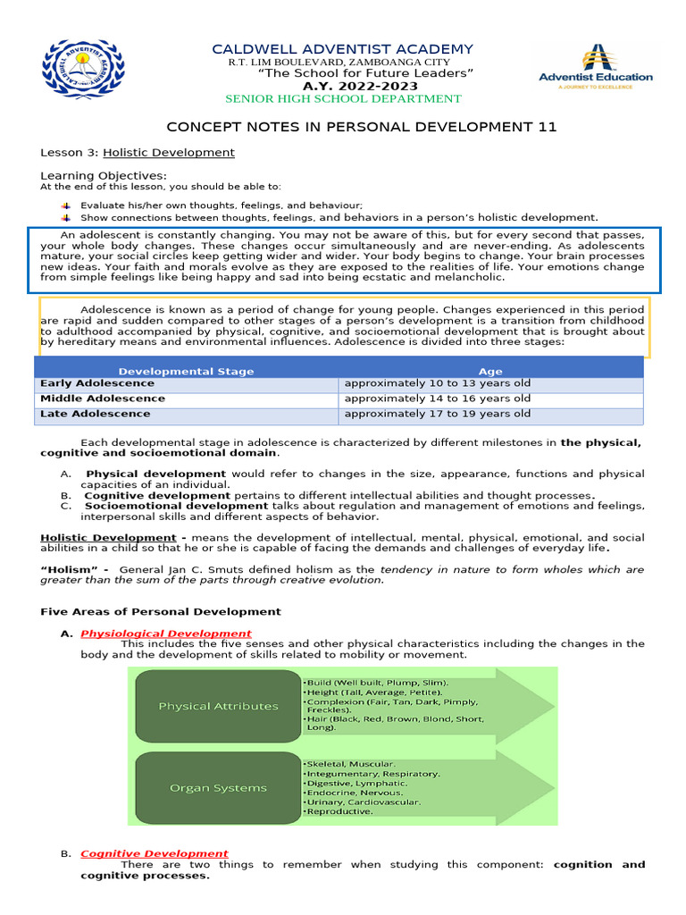 PerDev-L-03-W2-Developing-The-Whole-Person | PDF | Cognition | Attitude ...