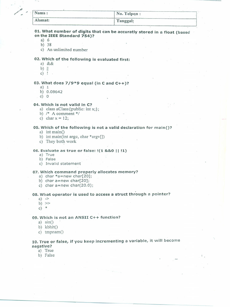 Programmer Test | PDF