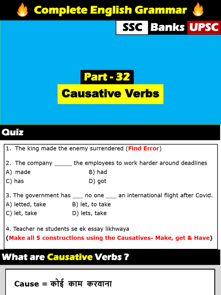 Causative Verbs in English Grammar Quiz | PDF | Verb | Linguistic ...