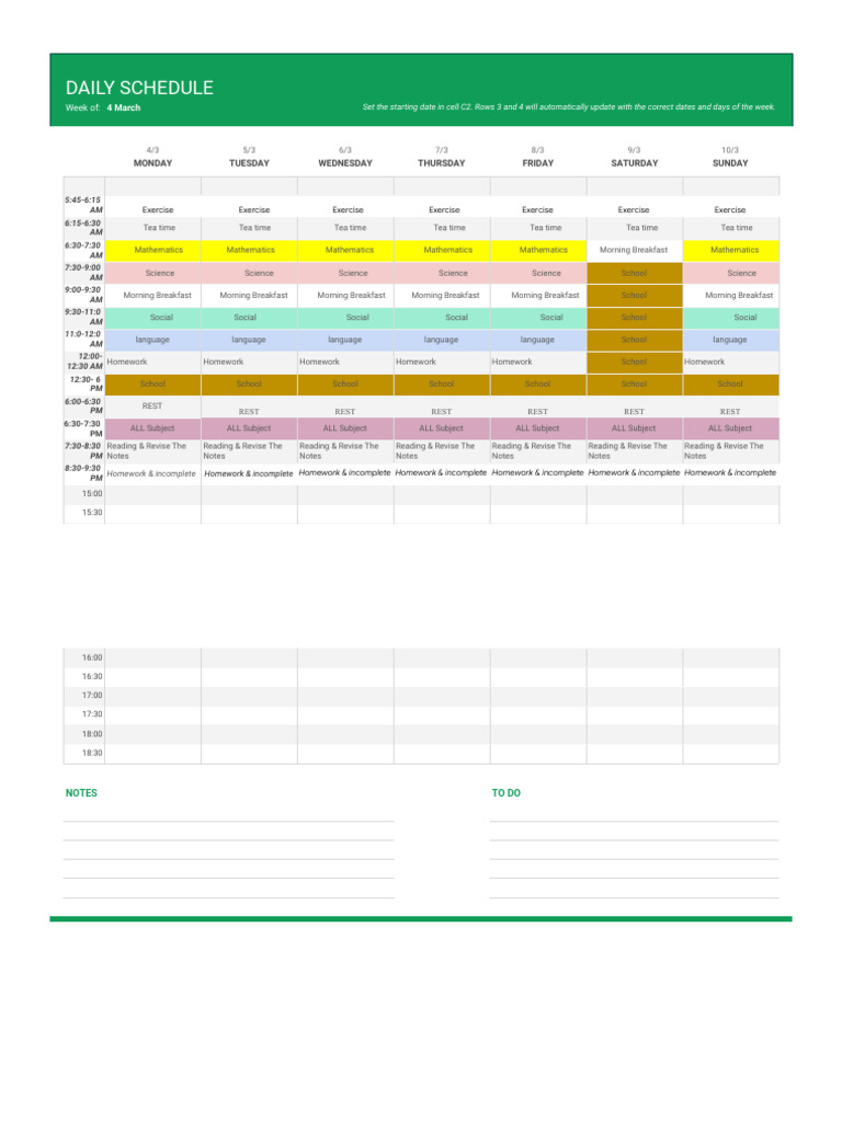Schedule - Daily schedule | PDF