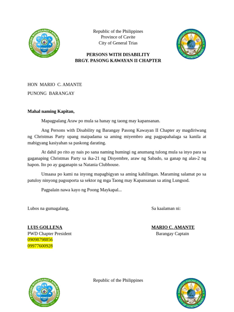 Solicit Letter - Christmas Party 2024 - Amante | PDF