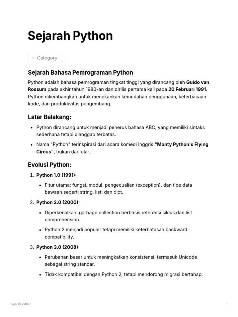 Sejarah Python Bahasa Pemrograman | PDF