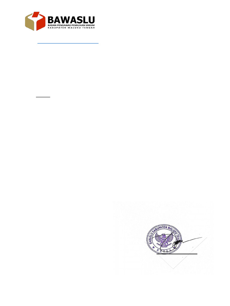 Undangan Kegiatan Fasilitasi Dan Penguatan Kelembagaan Bawaslu | PDF