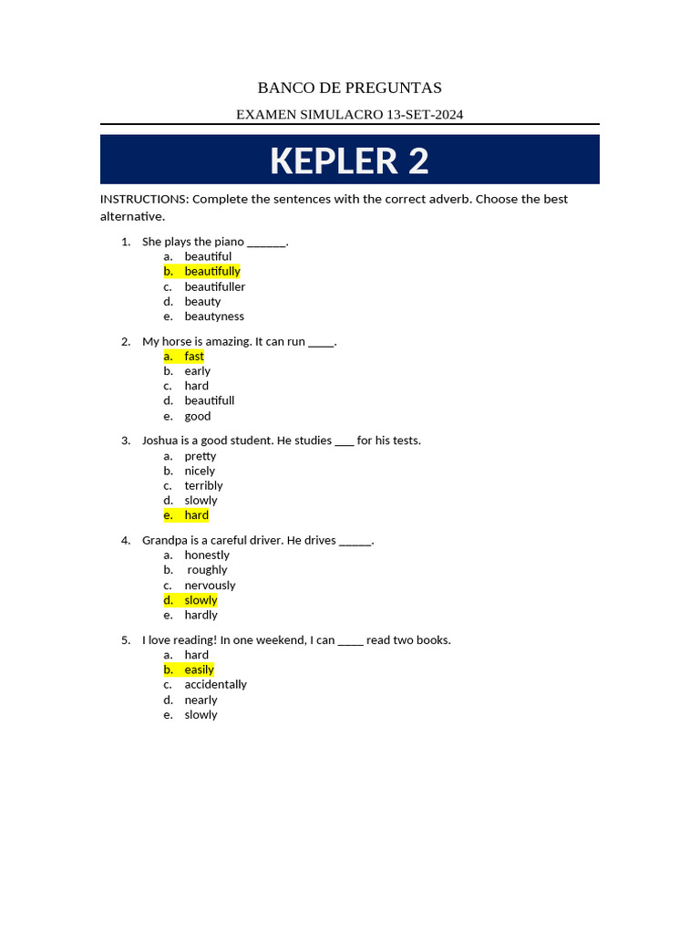 Basic English Test | PDF