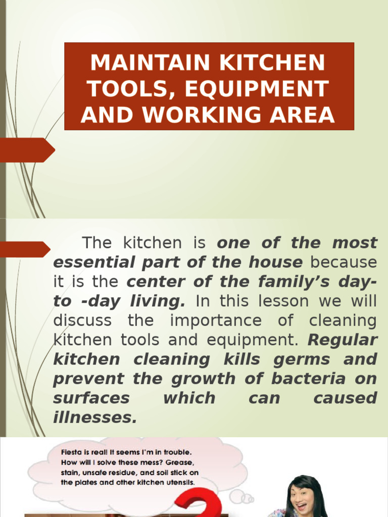 Maintain Kitchen Tools Equipment and Working Area Lo2 | PDF ...