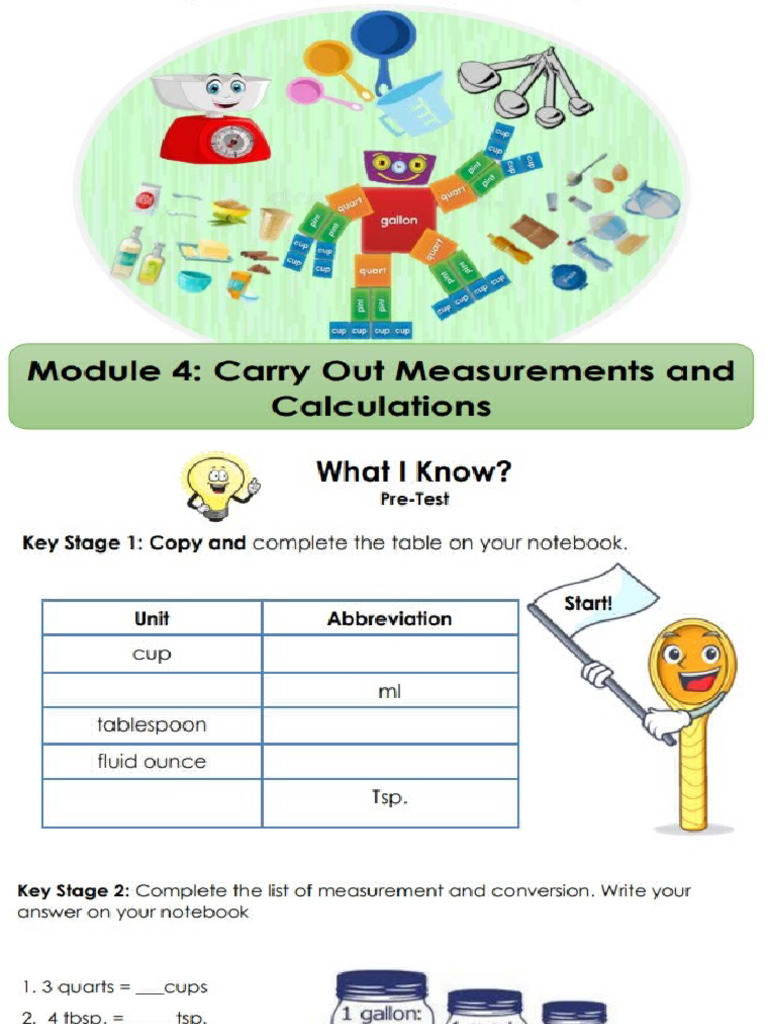 Carry Out Measurements and Calculations LO4 | PDF