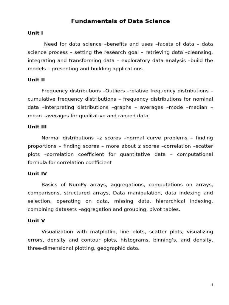 Unit I & II - FDS - II AI&DS | PDF | Mode (Statistics) | Histogram
