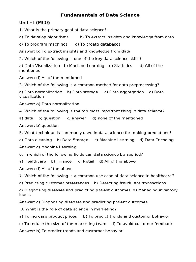 Unit I Ii Fds Ii Ai Ds Question Bank Pdf Mean Level Of