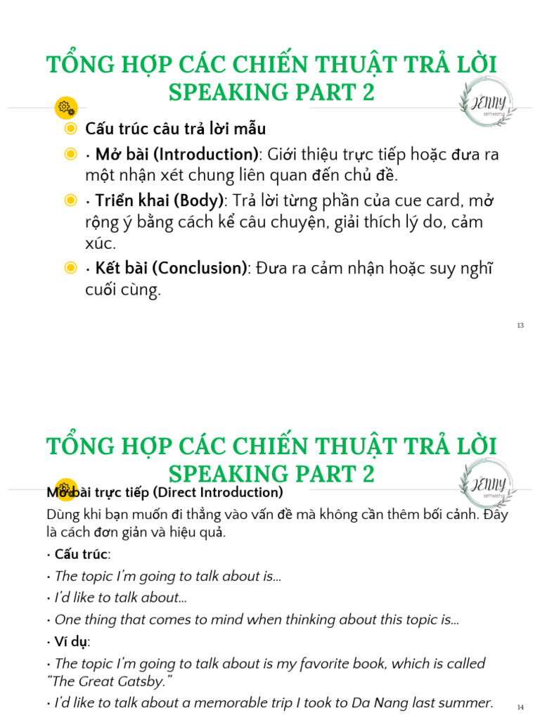 Outline Speaking Part 2 | PDF