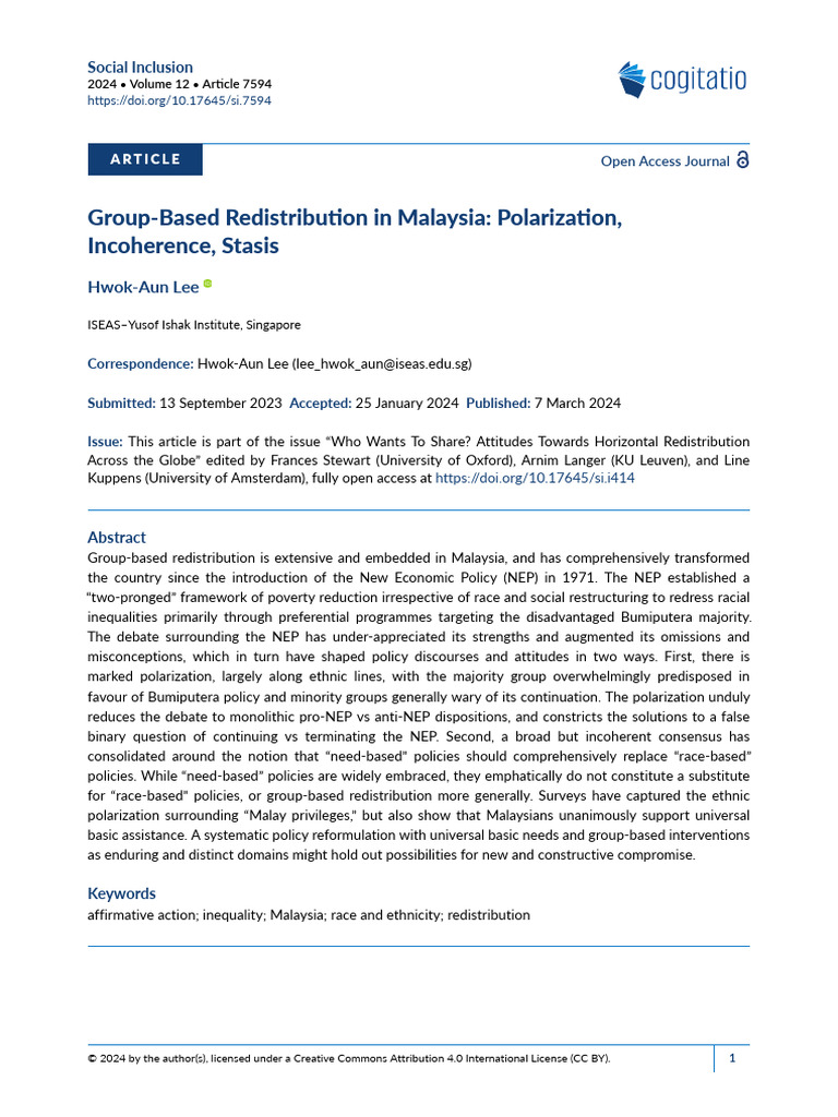 LeeHA2024 - Group-Based Redistribution in Malaysia - Polarization ...