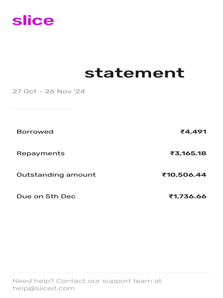 Slice Borrow Statement - Nov 2024 | PDF