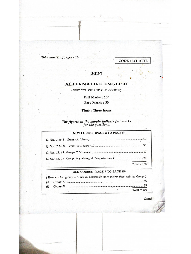 Alte PYQ 2024 AHSEC FINAL | PDF
