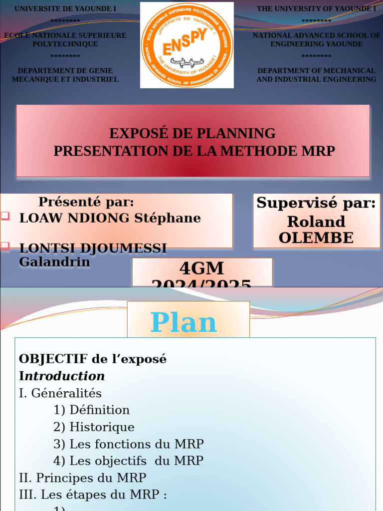 MRP Final 2 | PDF | Production et fabrication | Gestion de la chaîne logistique