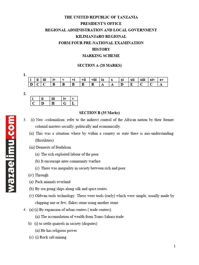 Marking Scheme History F4 | PDF | Economies