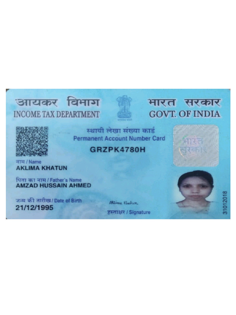 PAN Card ..Aklima Khatun | PDF