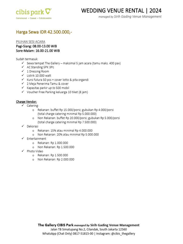 Venue Rental - The Gallery CIBIS Park 2024 Upd Jun24 | PDF