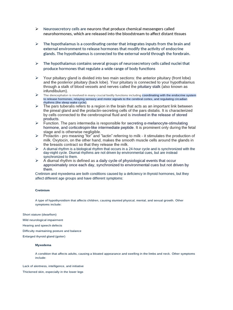 Neurosecretory Cells Are Neurons That Produce Chem | PDF | Pituitary ...