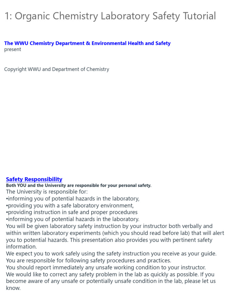 Safety Tutorial CB310 March 2020 | PDF | Laboratories | Toxicity