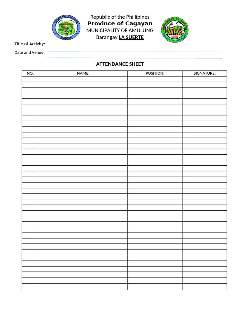 ATTENDANCE SHEET | PDF