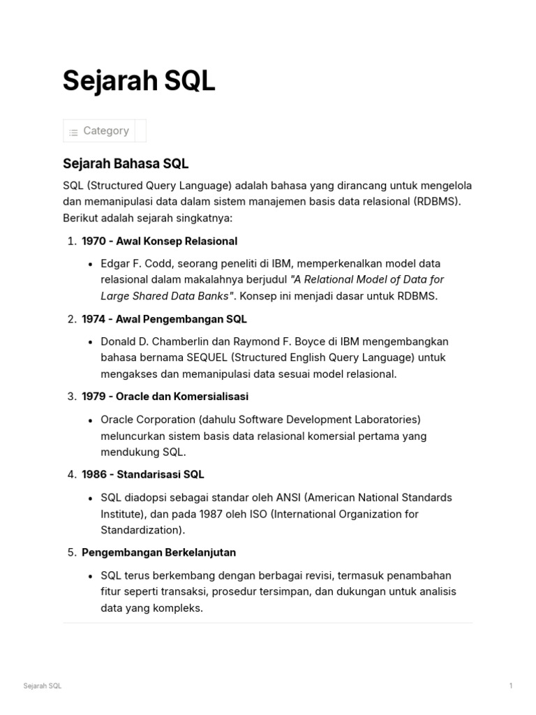 Sejarah dan Contoh SQL | PDF