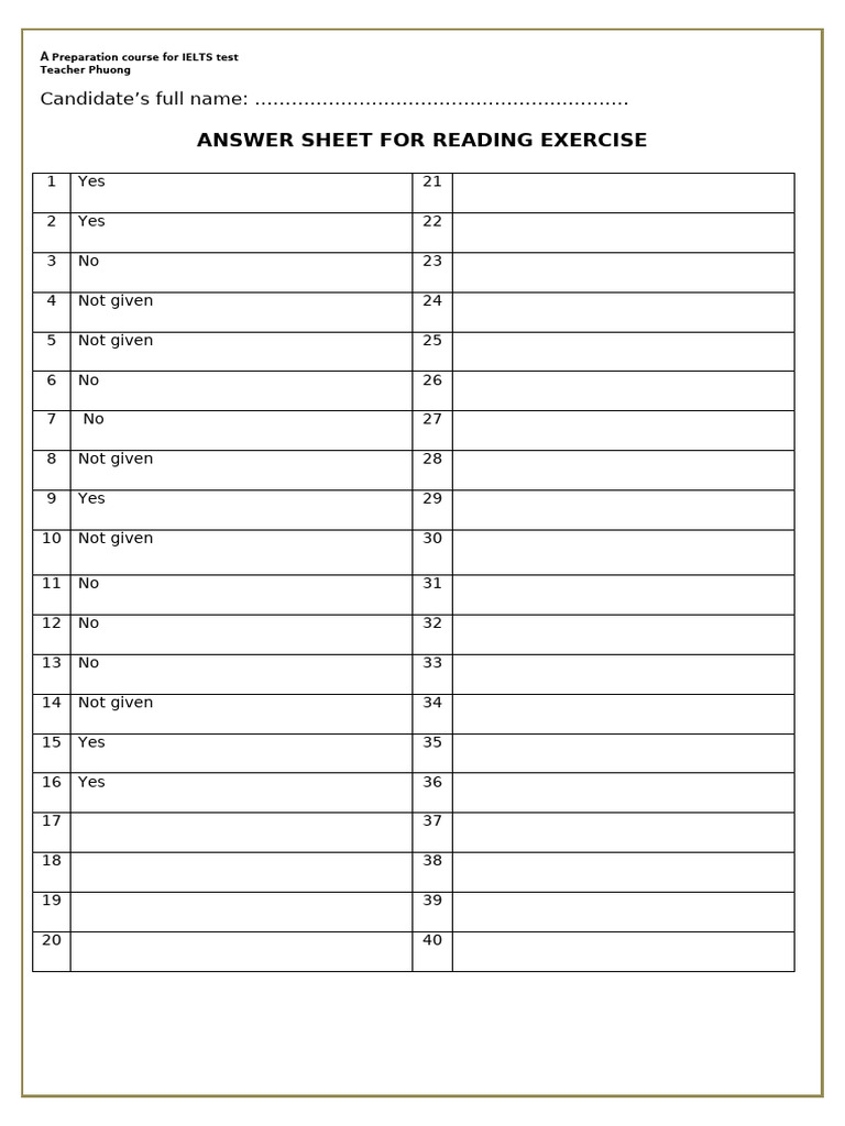 IELTS Reading Practice Sheet | PDF