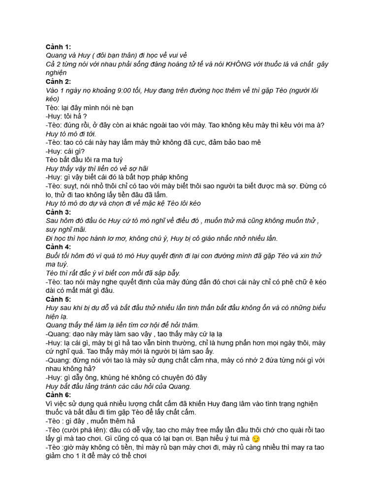 Kịch Bản Hdtnhn Tổ 3 | PDF