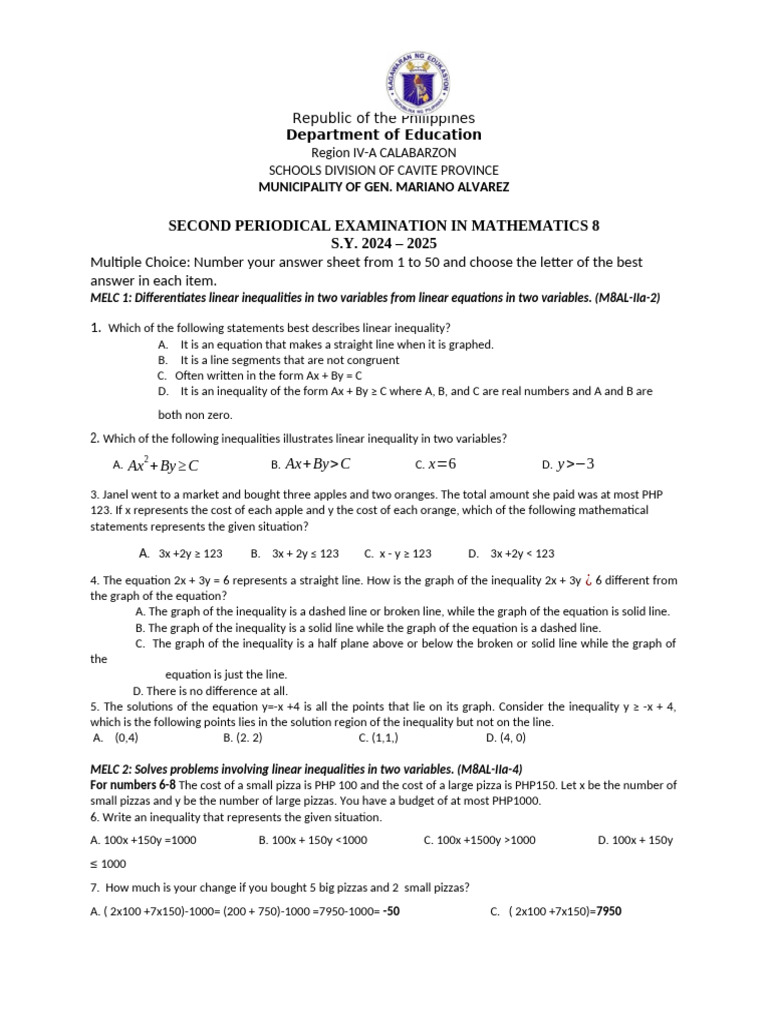 Q2_PISA-Solo_G8 | PDF | Mathematics | Mathematical Logic