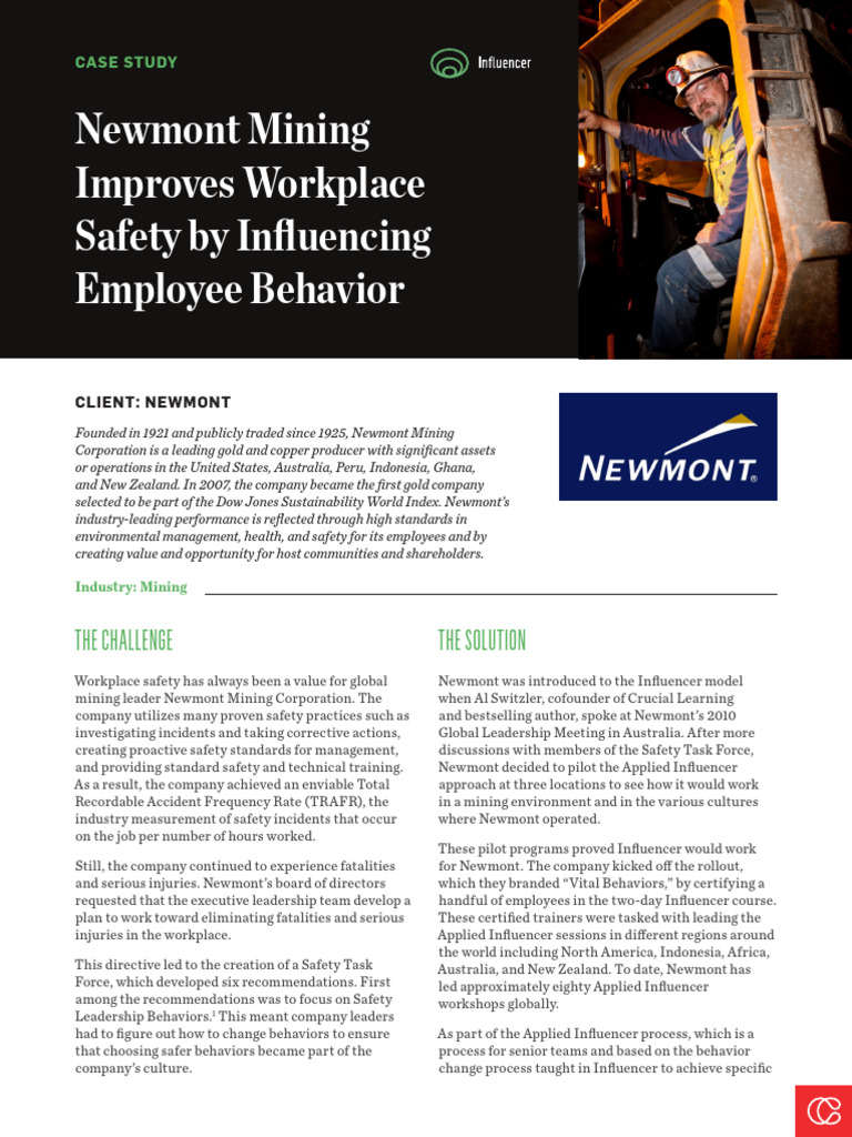 Case Study - Newmont Mining | PDF | Leadership | Change Management Case Study - Newmont Mining | PDF | Leadership | Change Management