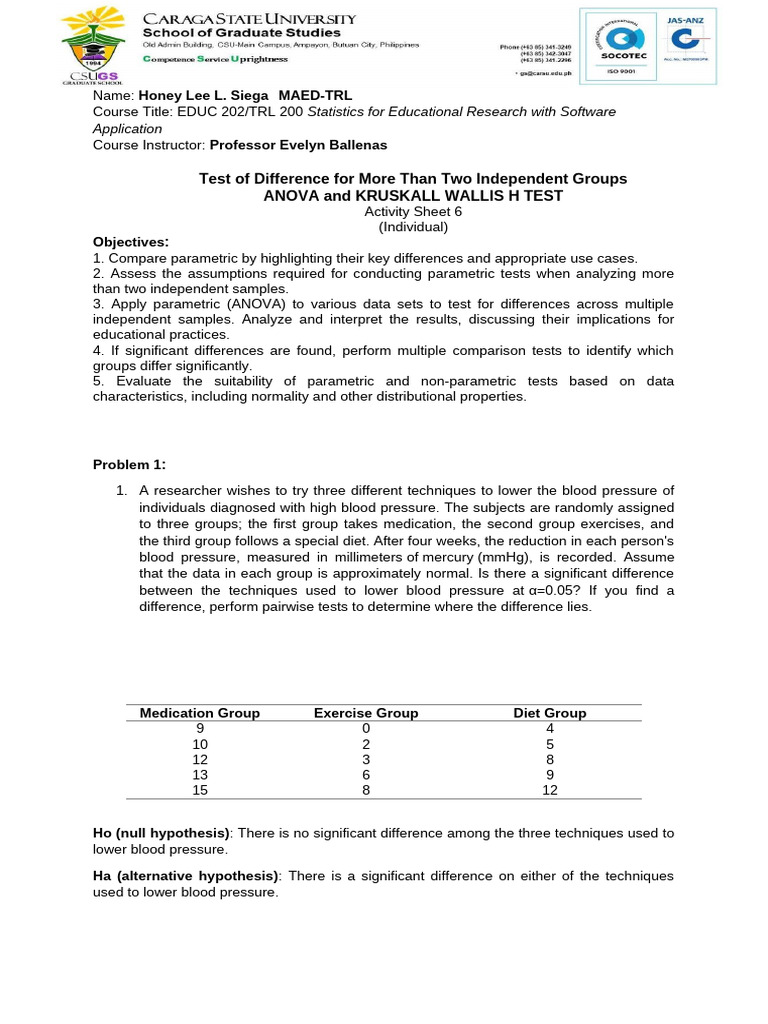 Educational Research Statistics | PDF | P Value | Analysis Of Variance