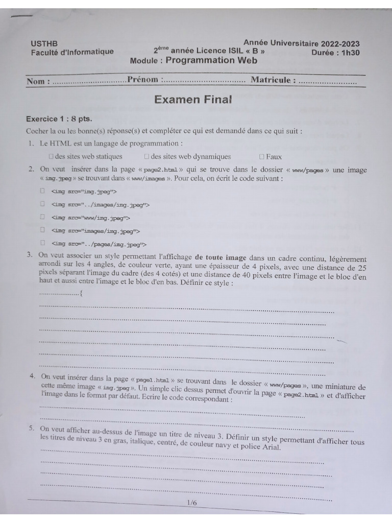 Examen Pweb 2023 | PDF