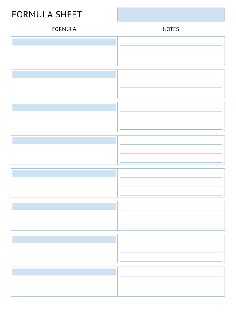 Formula Sheet Version 1 Blue | PDF