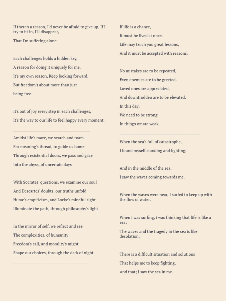 Philosophy Poems | PDF | Reason | Soul