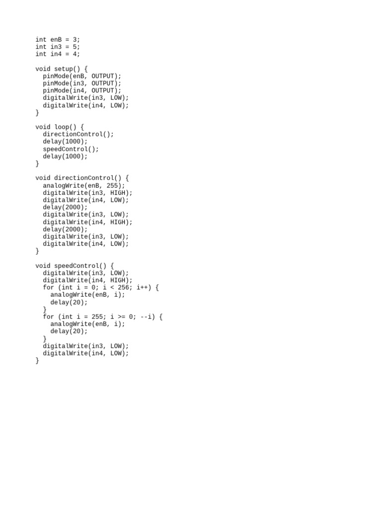 Arduino Motor Control Code Example | PDF